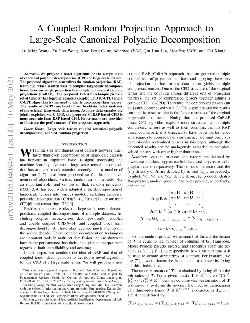 A Coupled Random Projection Approach to Large-Scale Canonical Polyadic Decomposition | DeepAI