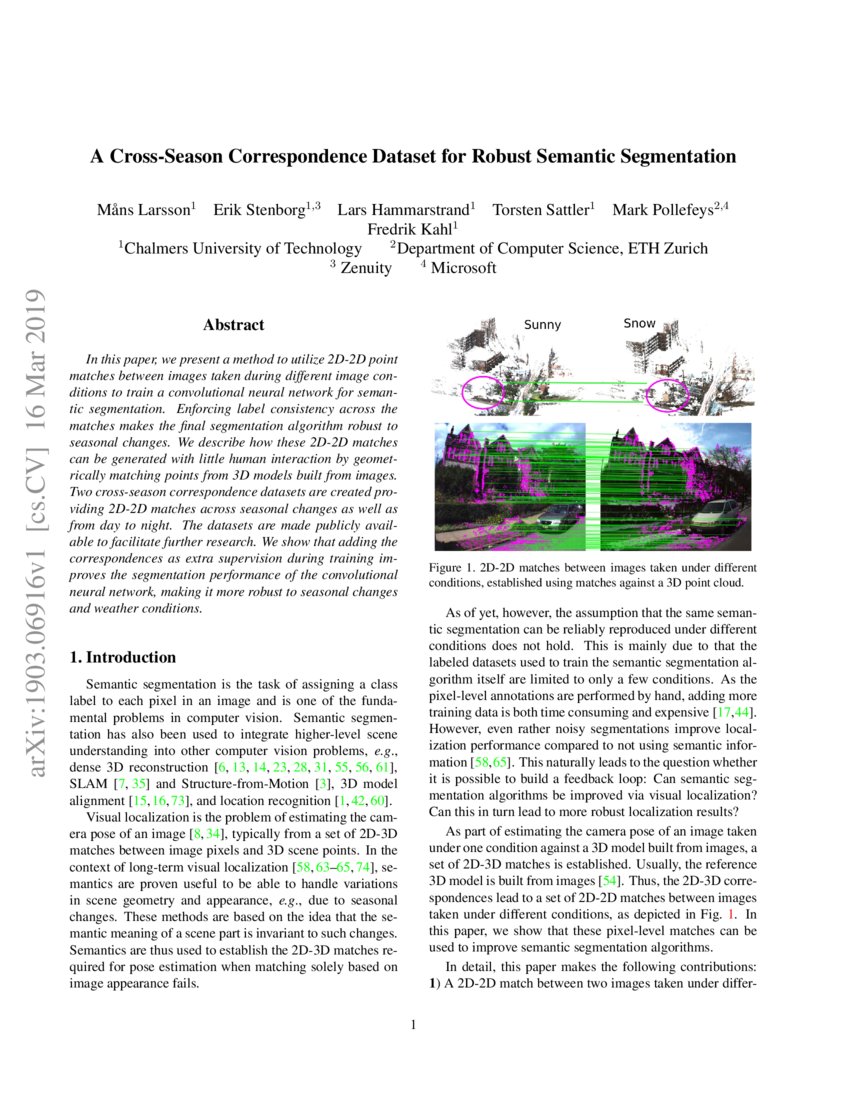 A Cross Season Correspondence Dataset For Robust Semantic Segmentation Deepai