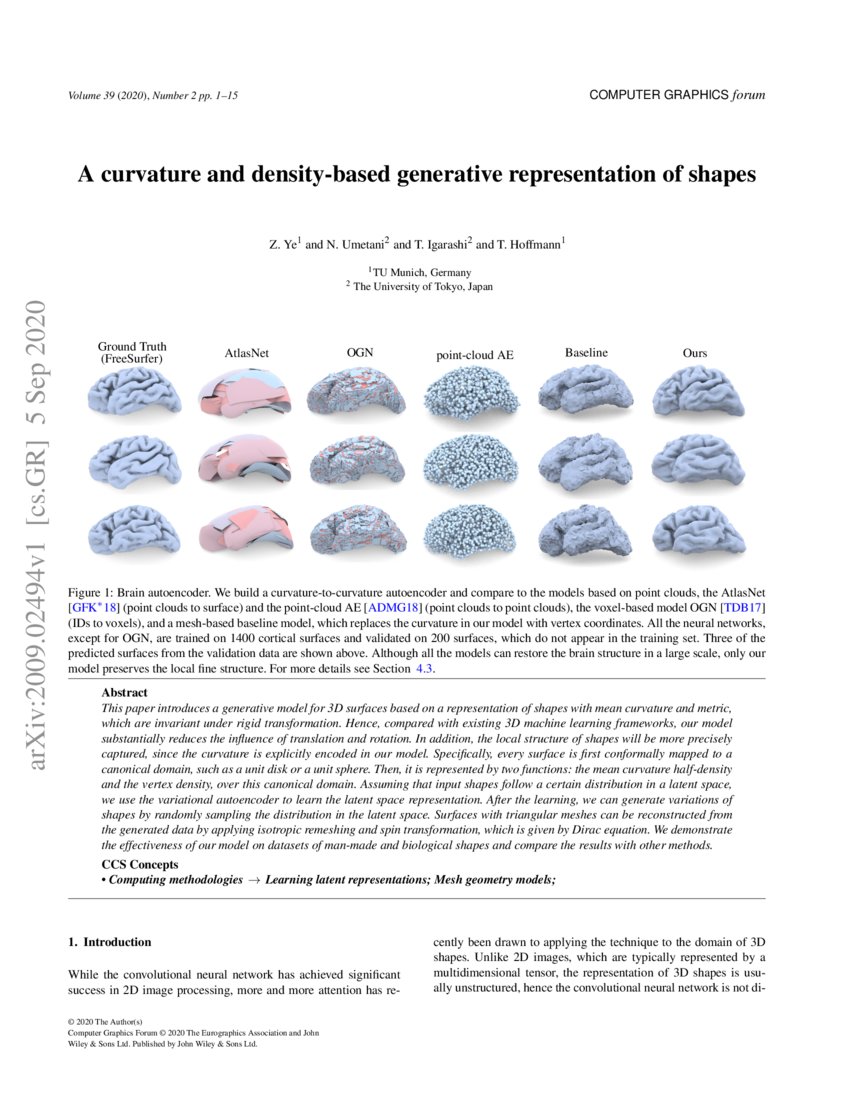 A curvature and density-based generative representation of shapes | DeepAI