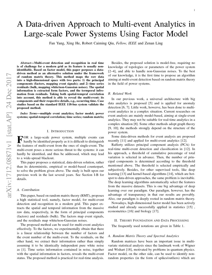 A Data Driven Approach To Multi Event Analytics In Large Scale Power
