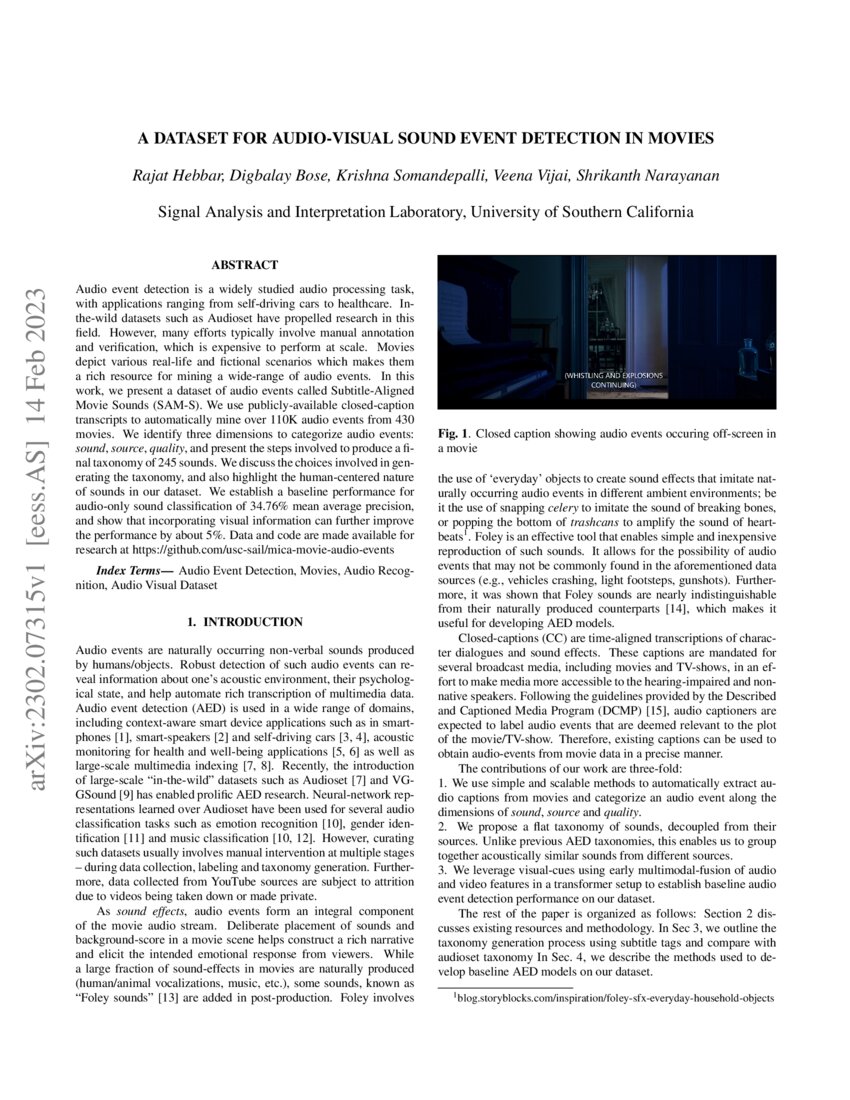 A Dataset For Audio Visual Sound Event Detection In Movies Deepai