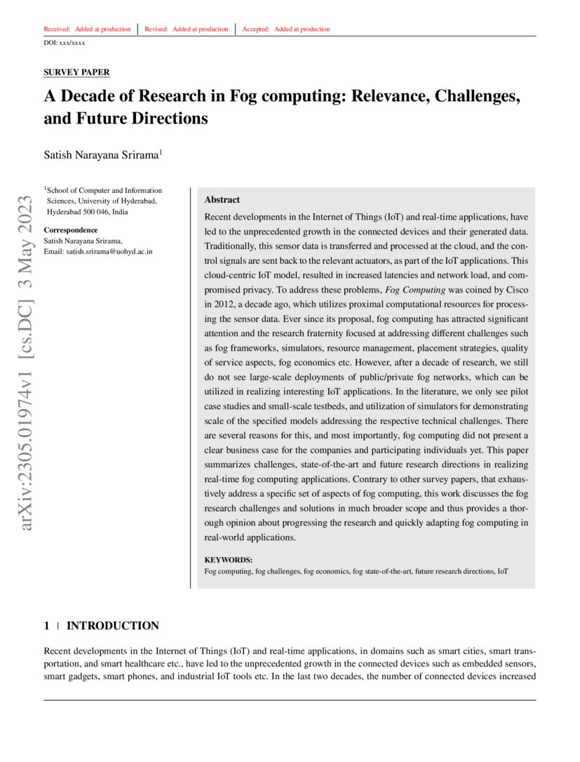A Decade of Research in Fog computing: Relevance, Challenges, and ...