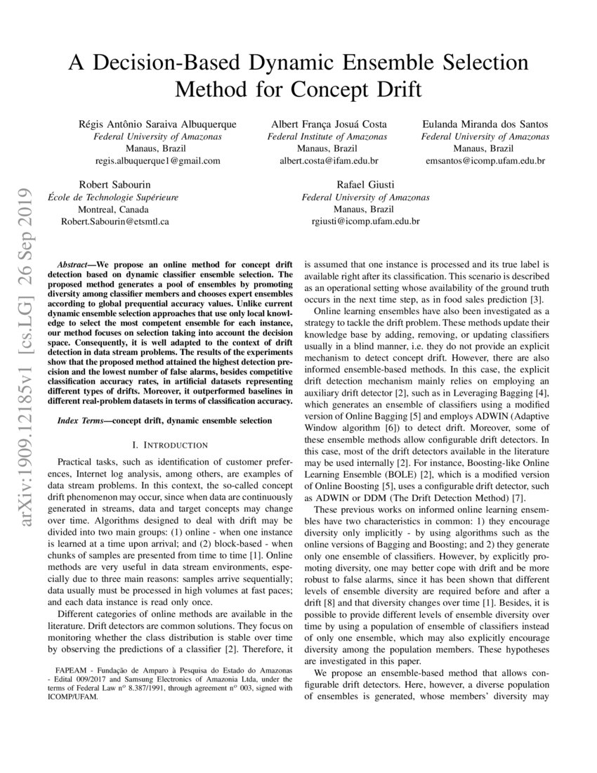 A Decision-Based Dynamic Ensemble Selection Method for Concept Drift | DeepAI