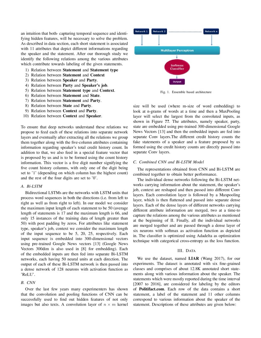 A Deep Ensemble Framework for Fake News Detection and Classification | DeepAI