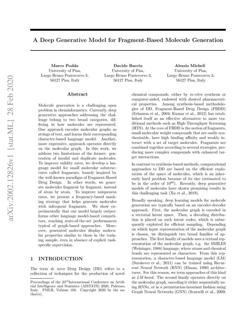 A Deep Generative Model For Fragment Based Molecule Generation Deepai
