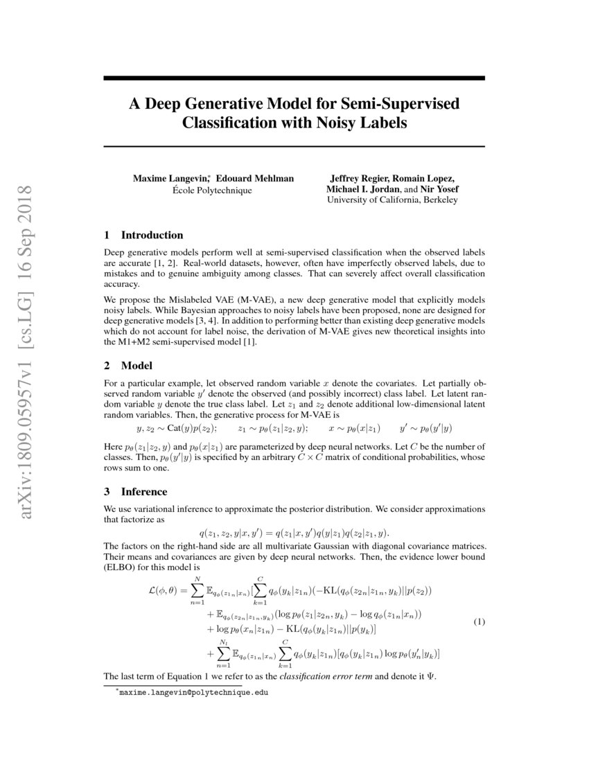 A Deep Generative Model for Semi-Supervised Classification with Noisy Labels | DeepAI