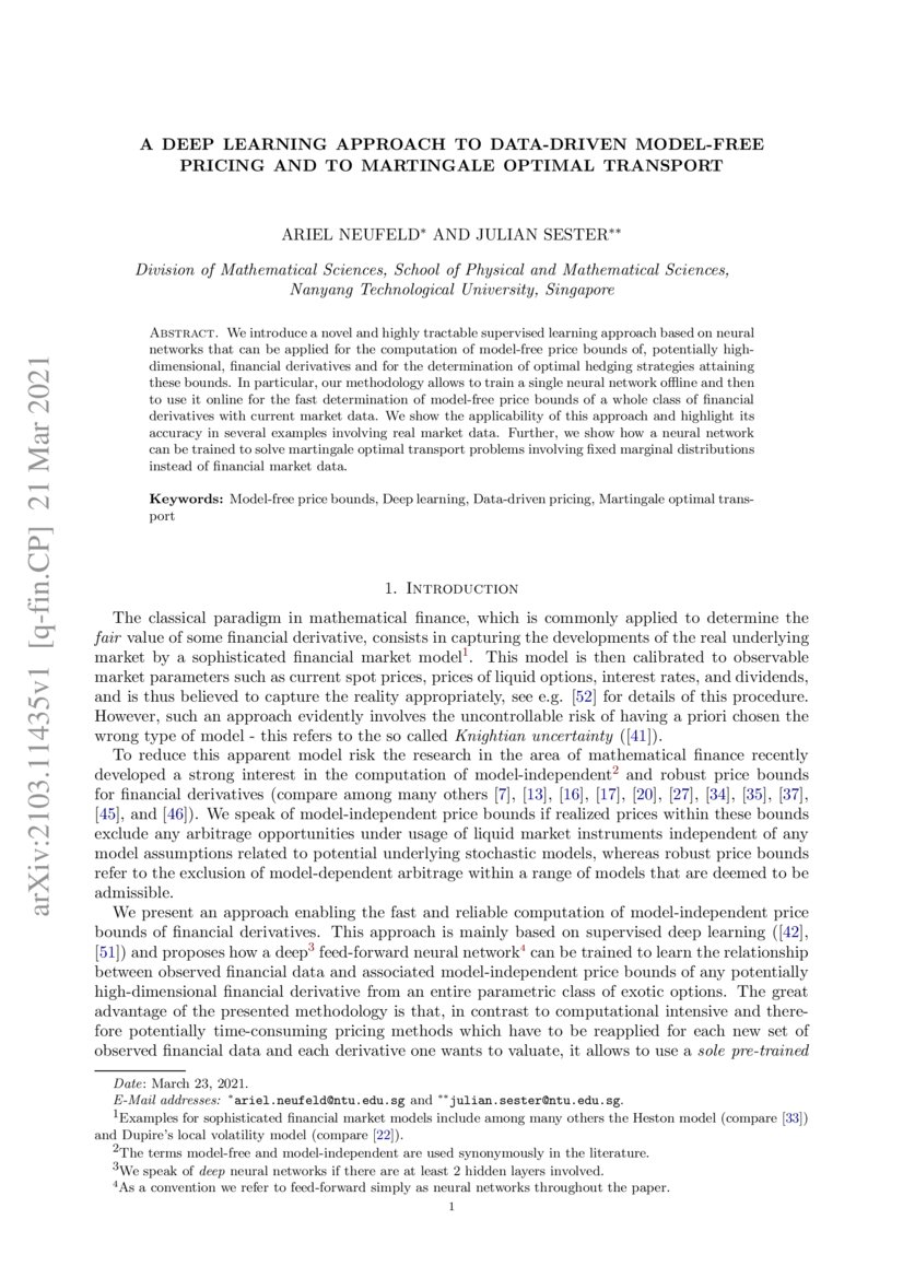 A deep learning approach to data-driven model-free pricing and to martingale optimal transport ...