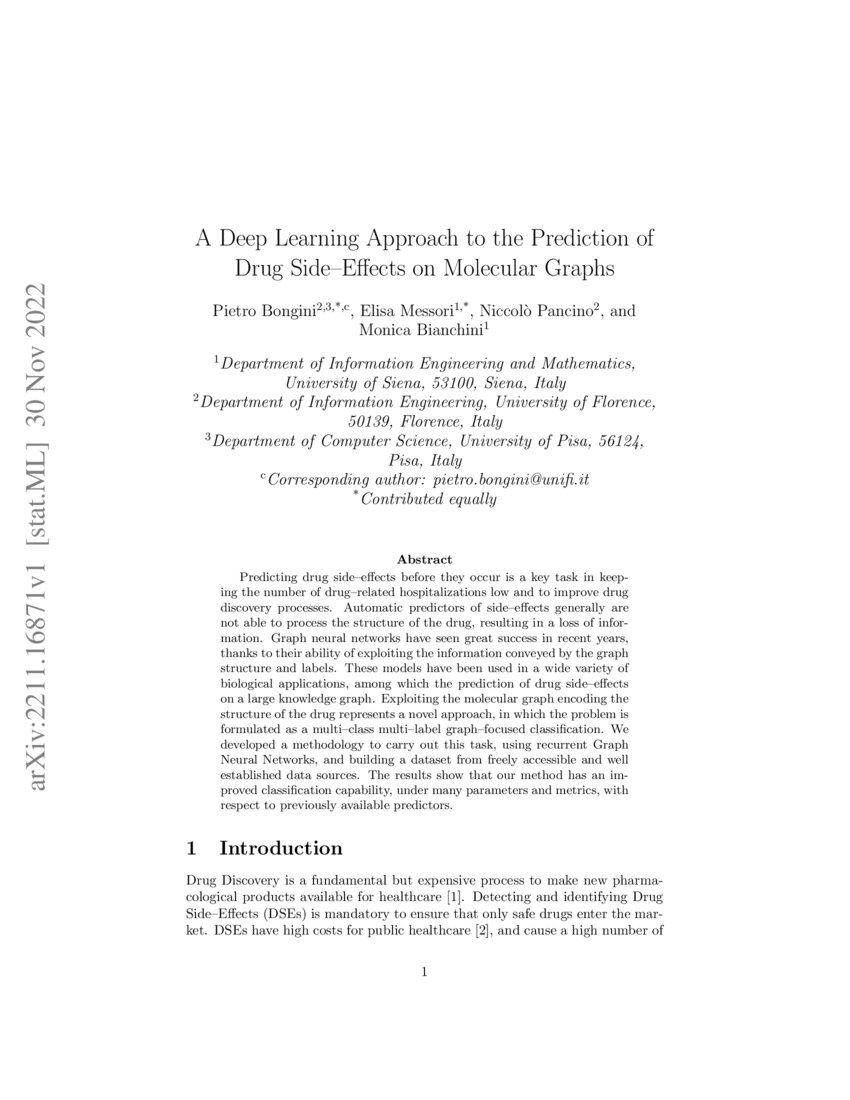 A Deep Learning Approach To The Prediction Of Drug Side Effects On