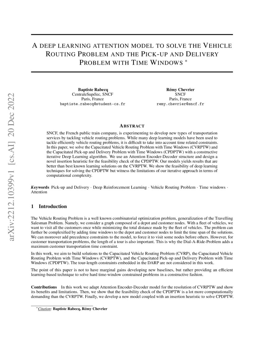 A Deep Learning Attention Model To Solve The Vehicle Routing Problem