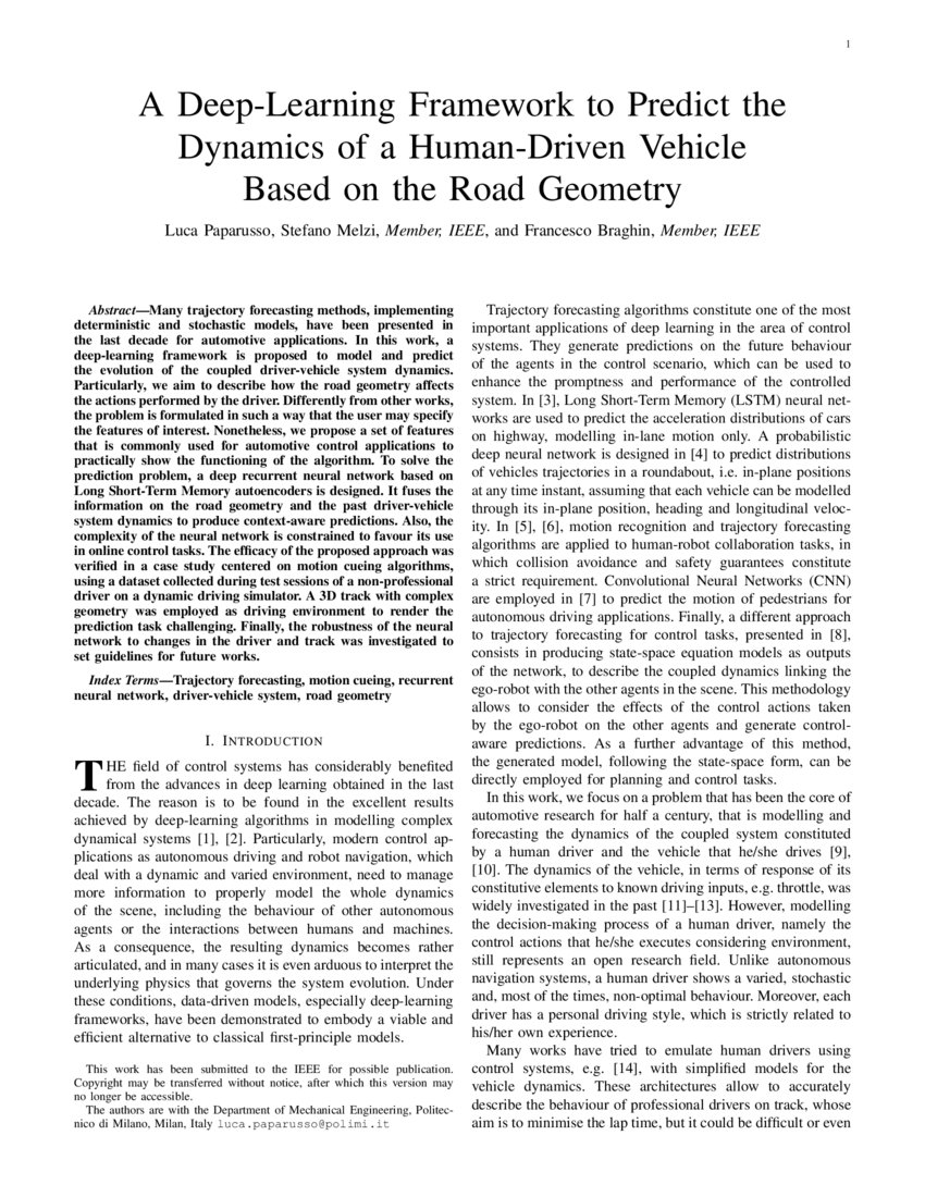 A Deep-Learning Framework to Predict the Dynamics of a Human-Driven ...