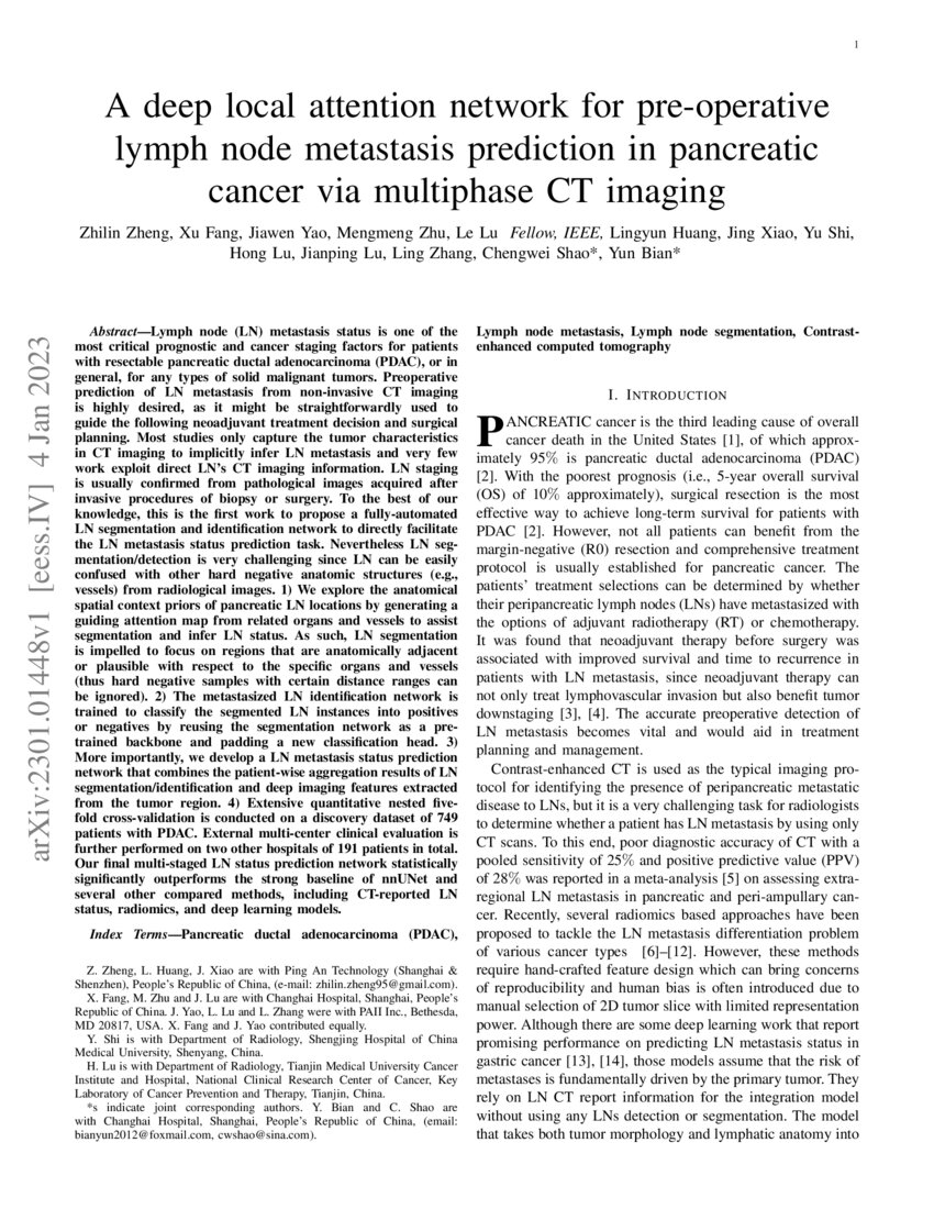 A Deep Local Attention Network For Pre Operative Lymph Node Metastasis