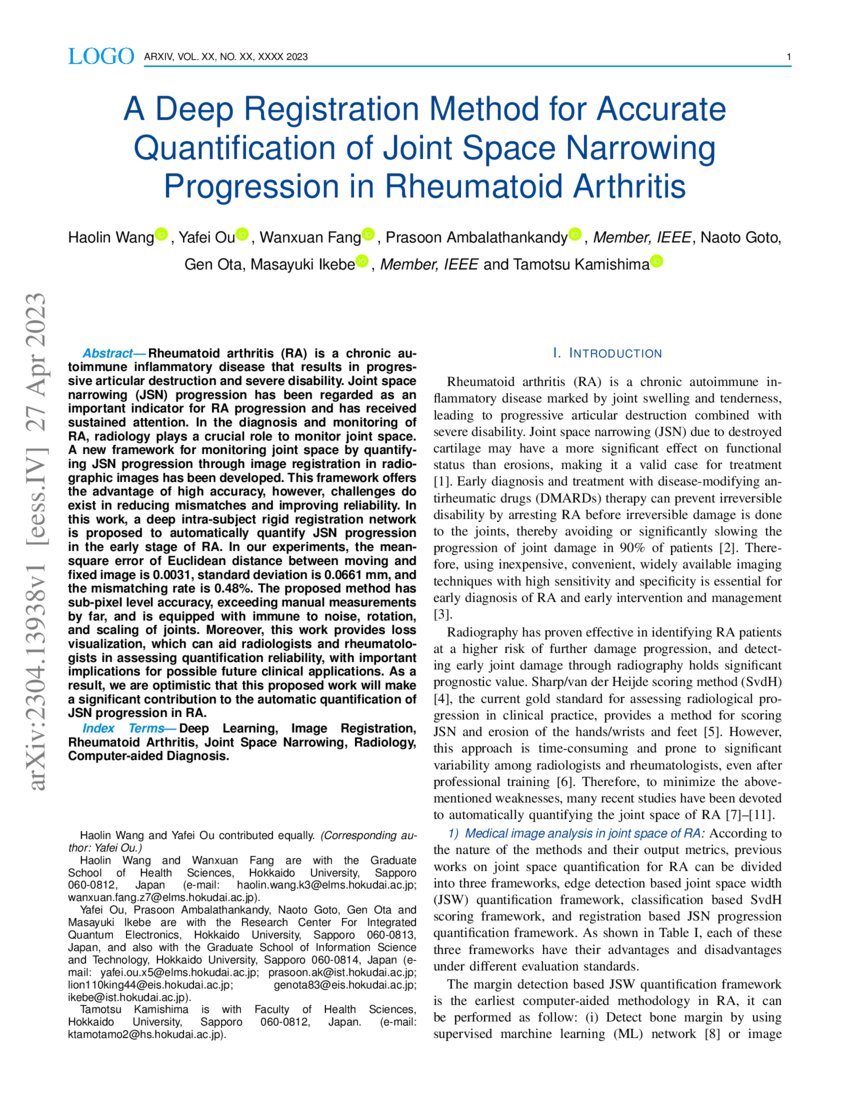 A Deep Registration Method for Accurate Quantification of Joint Space ...
