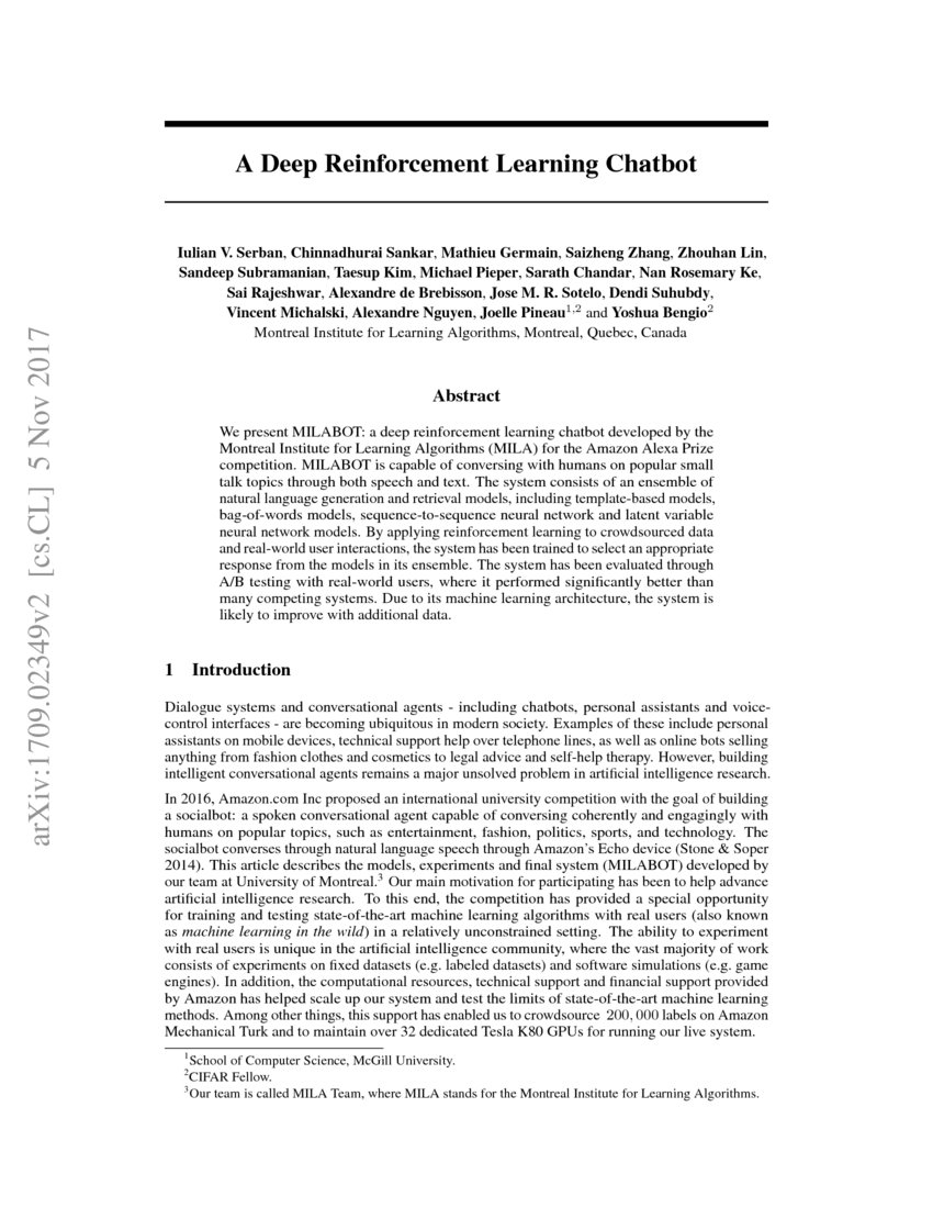 A Deep Reinforcement Learning Chatbot | DeepAI