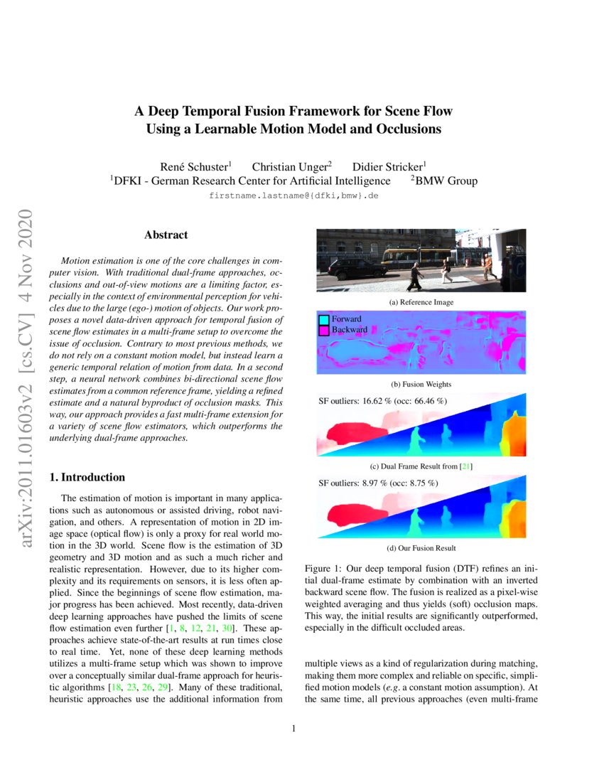 A Deep Temporal Fusion Framework For Scene Flow Using A Learnable Motion Model And Occlusions