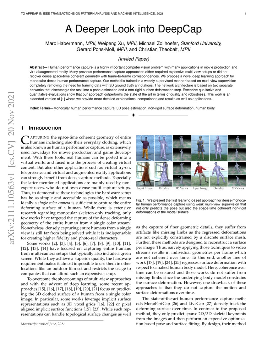 A Deeper Look into DeepCap | DeepAI