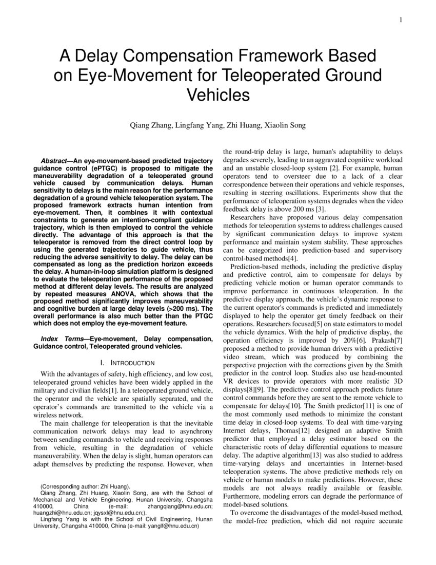 A Delay Compensation Framework Based on Eye-Movement for Teleoperated ...