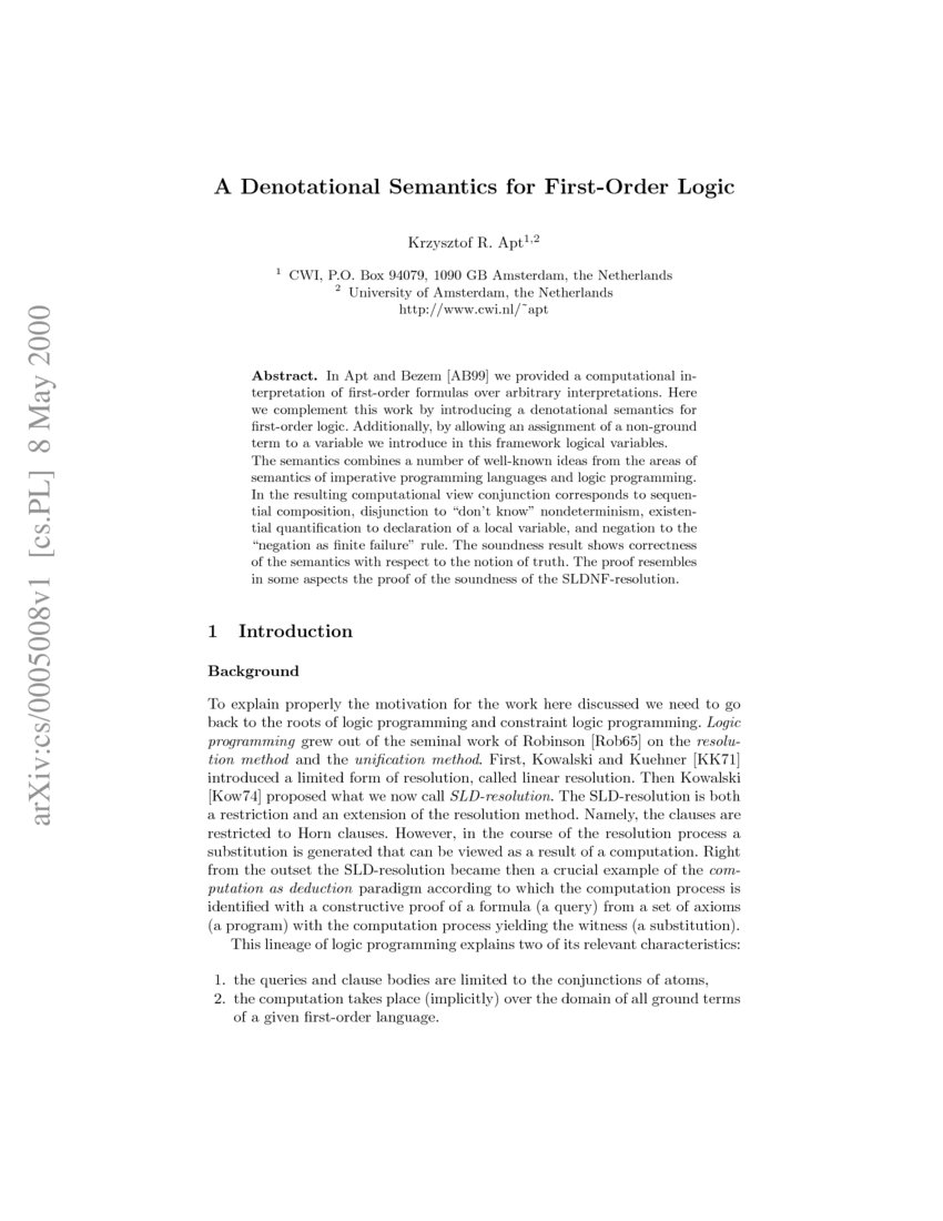 A Denotational Semantics for First-Order Logic | DeepAI