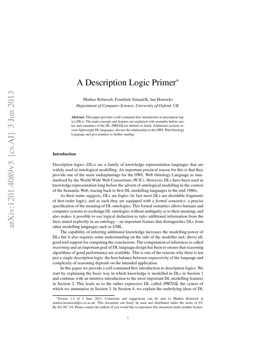 A Description Logic Primer Deepai 
