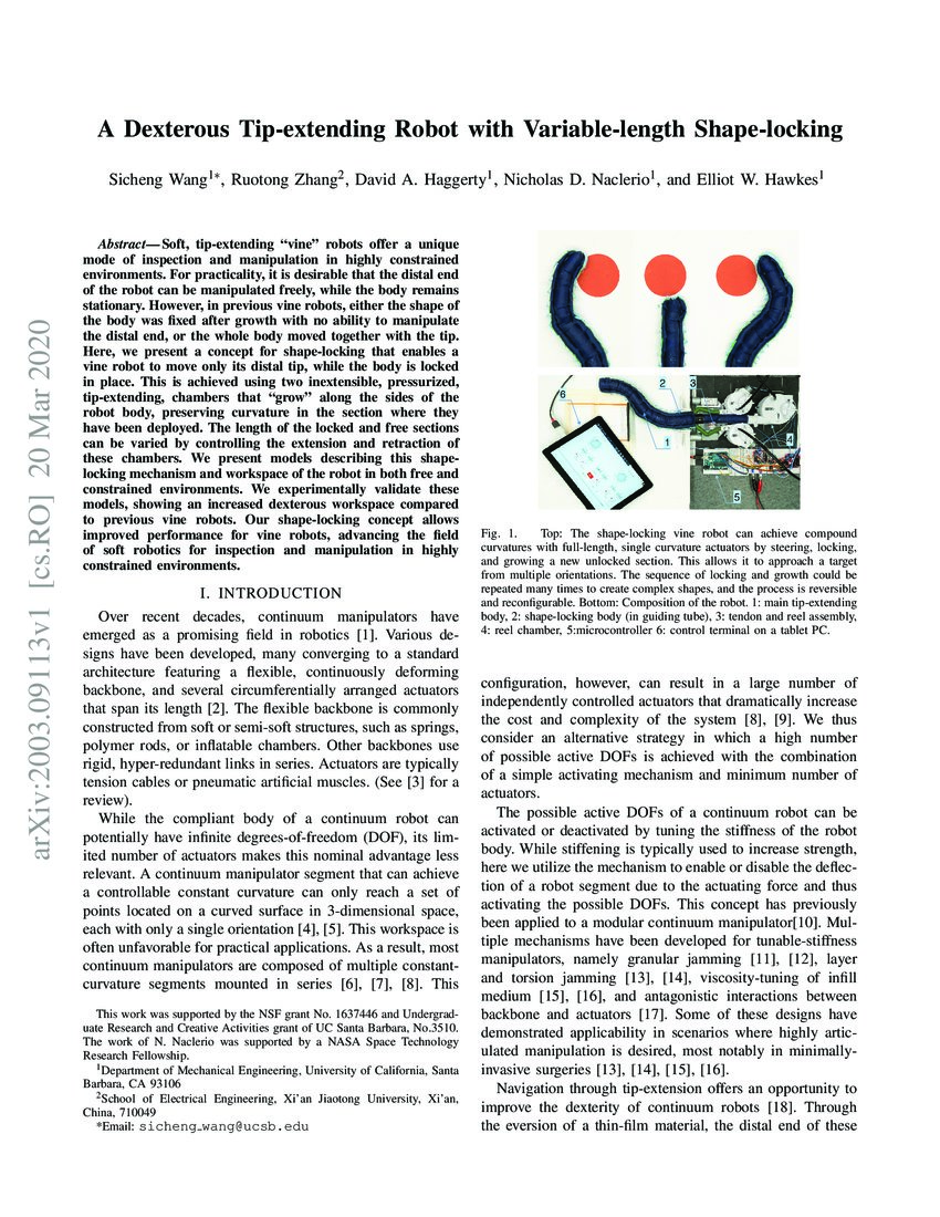 A Dexterous Tip-extending Robot with Variable-length Shape-locking | DeepAI