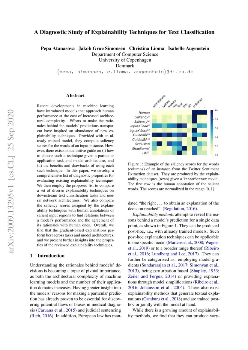 A Diagnostic Study of Explainability Techniques for Text Classification ...