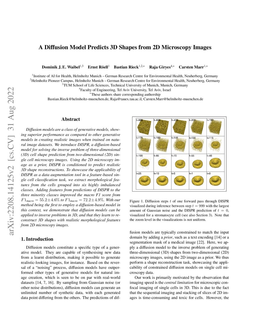 A Diffusion Model Predicts 3D Shapes from 2D Microscopy Images | DeepAI