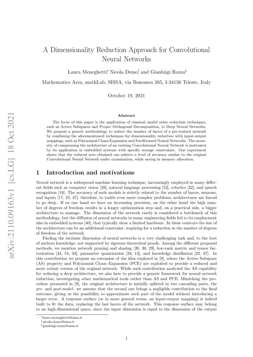 A Dimensionality Reduction Approach For Convolutional Neural Networks Deepai