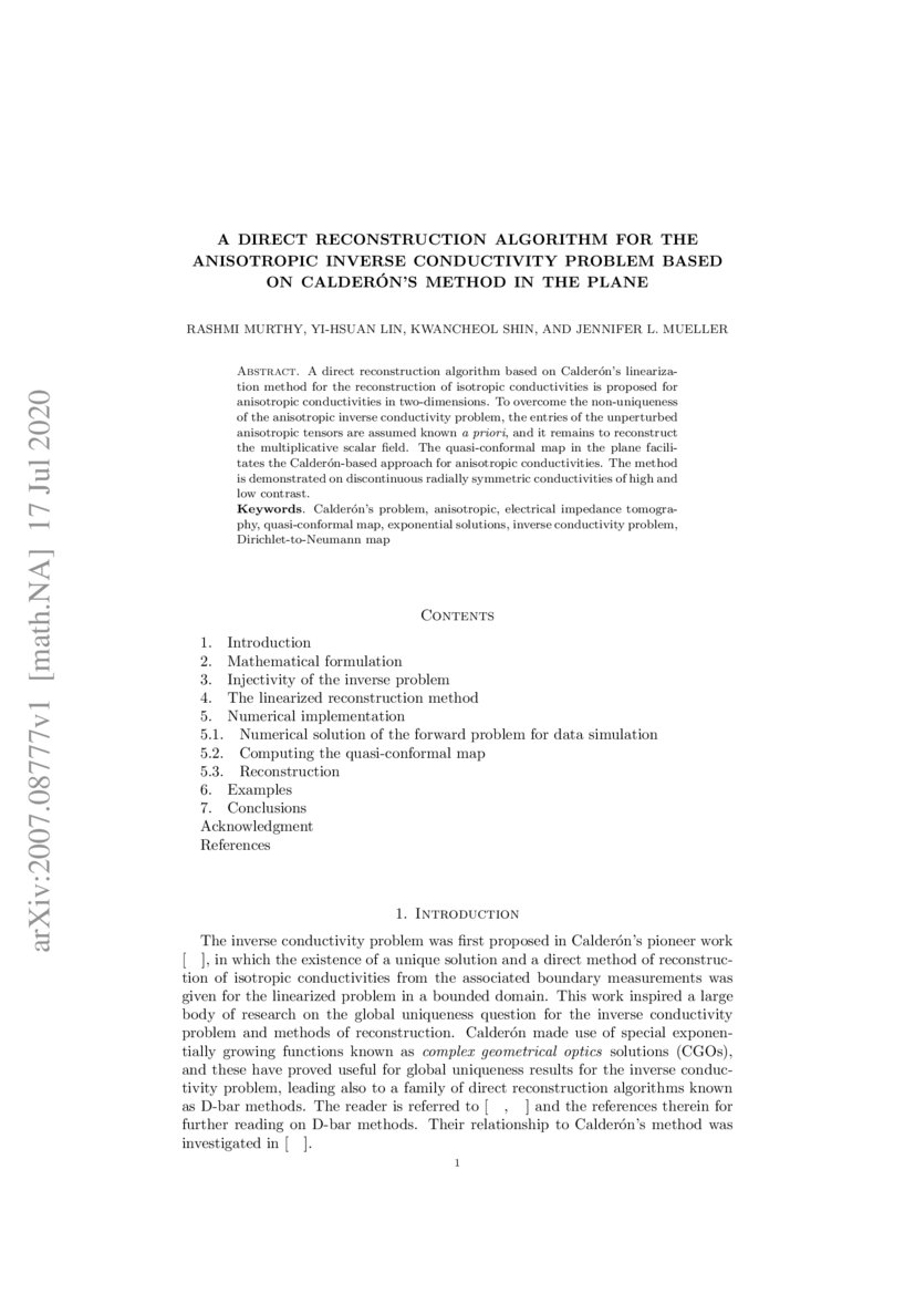 A Direct Reconstruction Algorithm For The Anisotropic Inverse