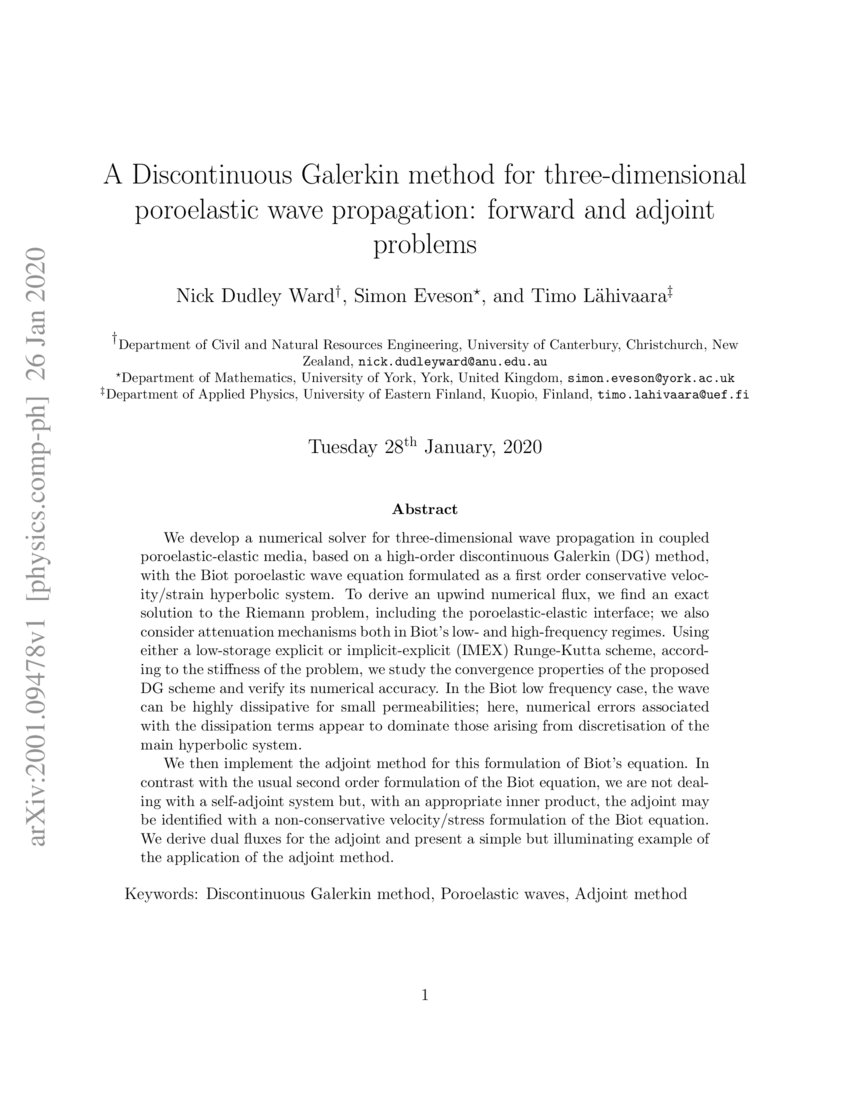 A Discontinuous Galerkin method for three-dimensional poroelastic wave ...