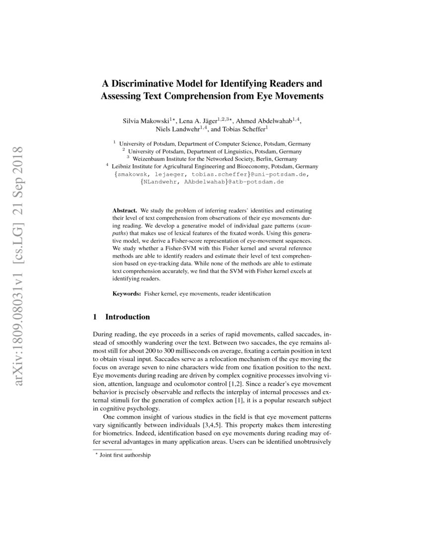 A Discriminative Model for Identifying Readers and Assessing Text ...