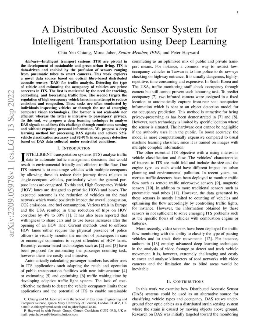 A Distributed Acoustic Sensor System for Intelligent Transportation ...