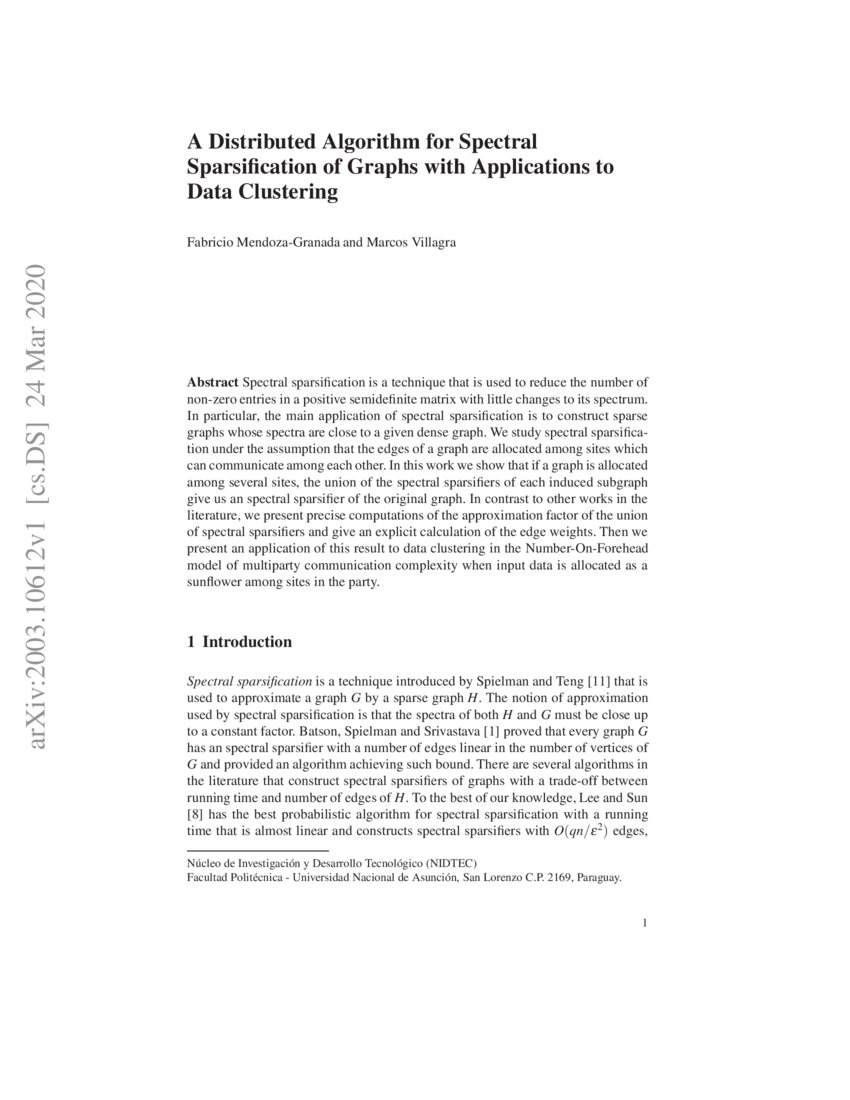 A Distributed Algorithm For Spectral Sparsification Of Graphs With Applications To Data