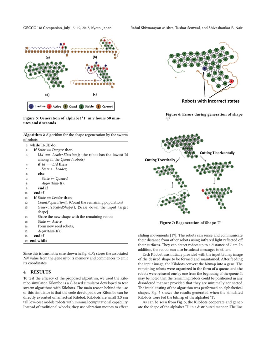 A Distributed Epigenetic Shape Formation and Regeneration Algorithm for a Swarm of Robots | DeepAI