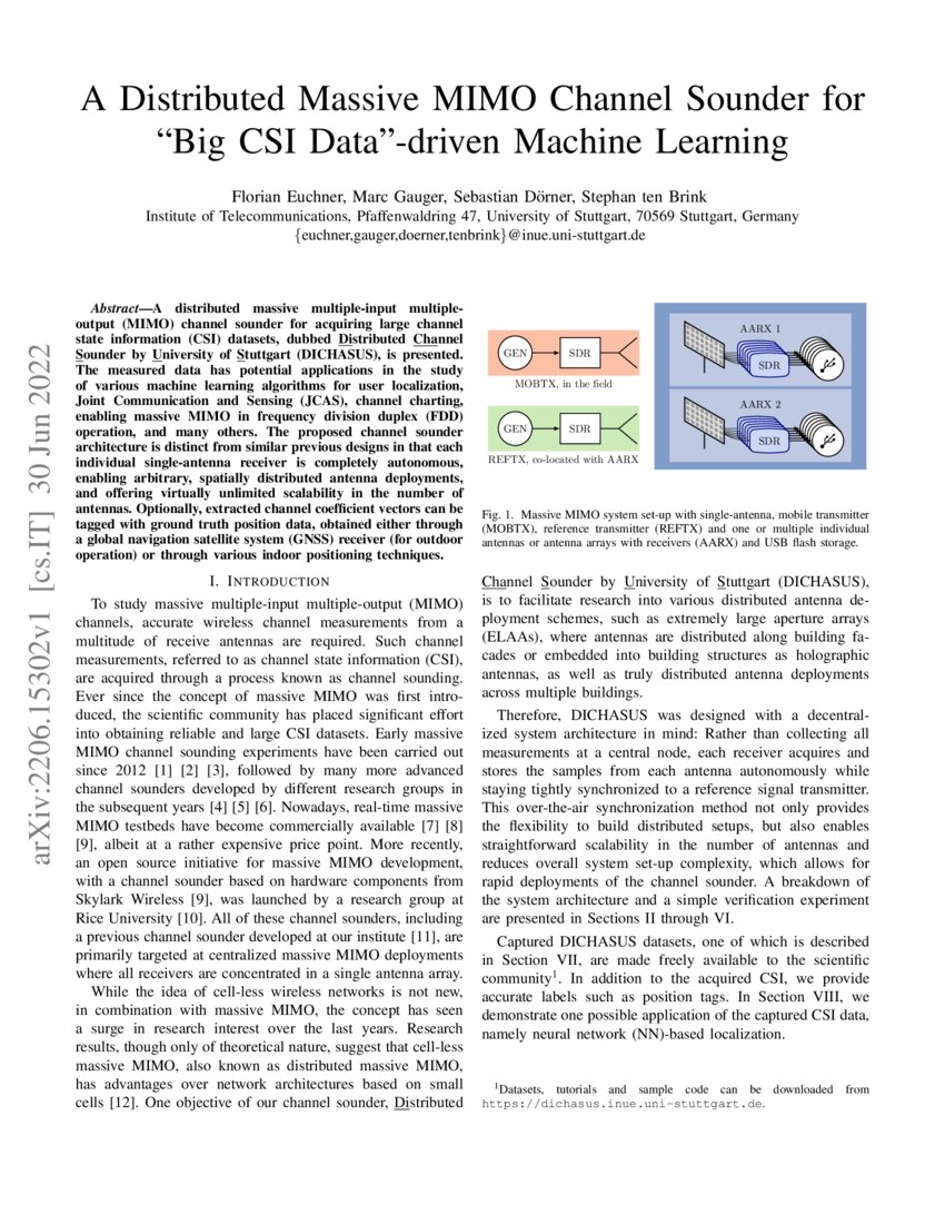 A Distributed Massive MIMO Channel Sounder for A Distributed Massive MIMO Channel Sounder for