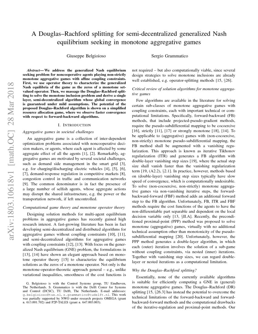 A Douglas-Rachford splitting for semi-decentralized generalized Nash ...
