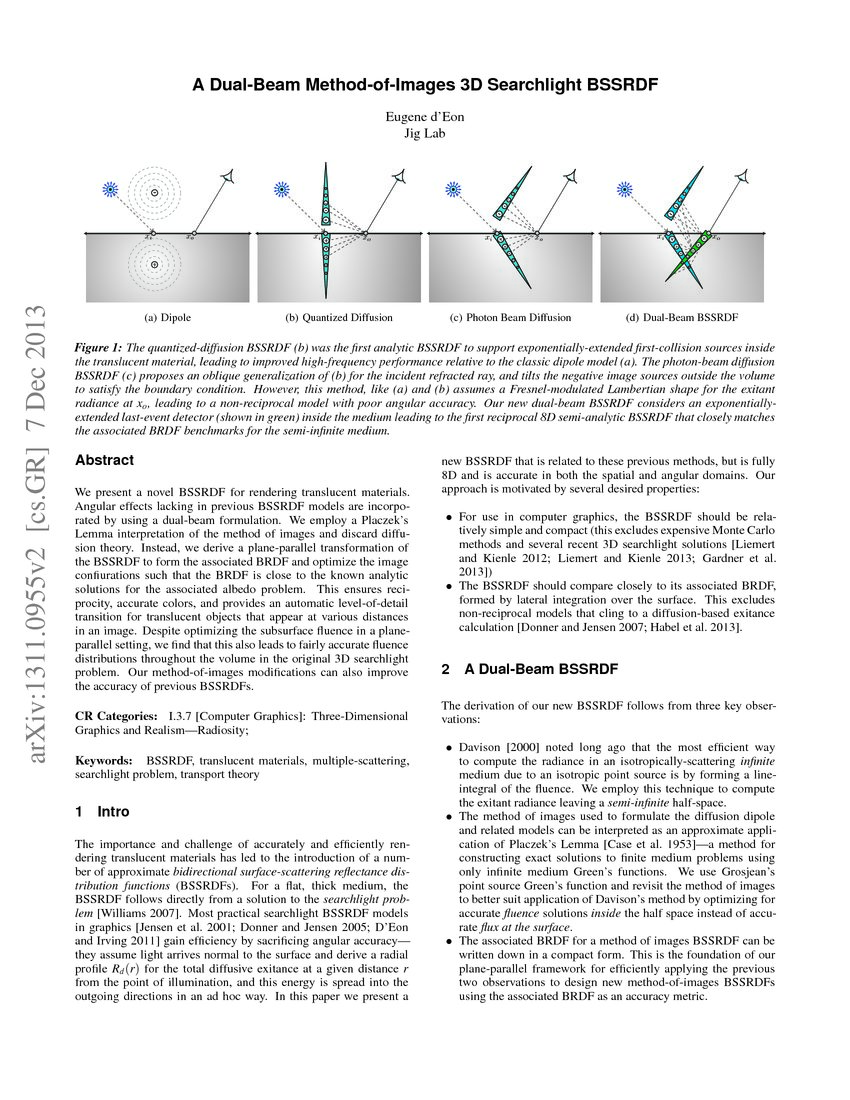 A Dual-Beam Method-of-Images 3D Searchlight BSSRDF | DeepAI