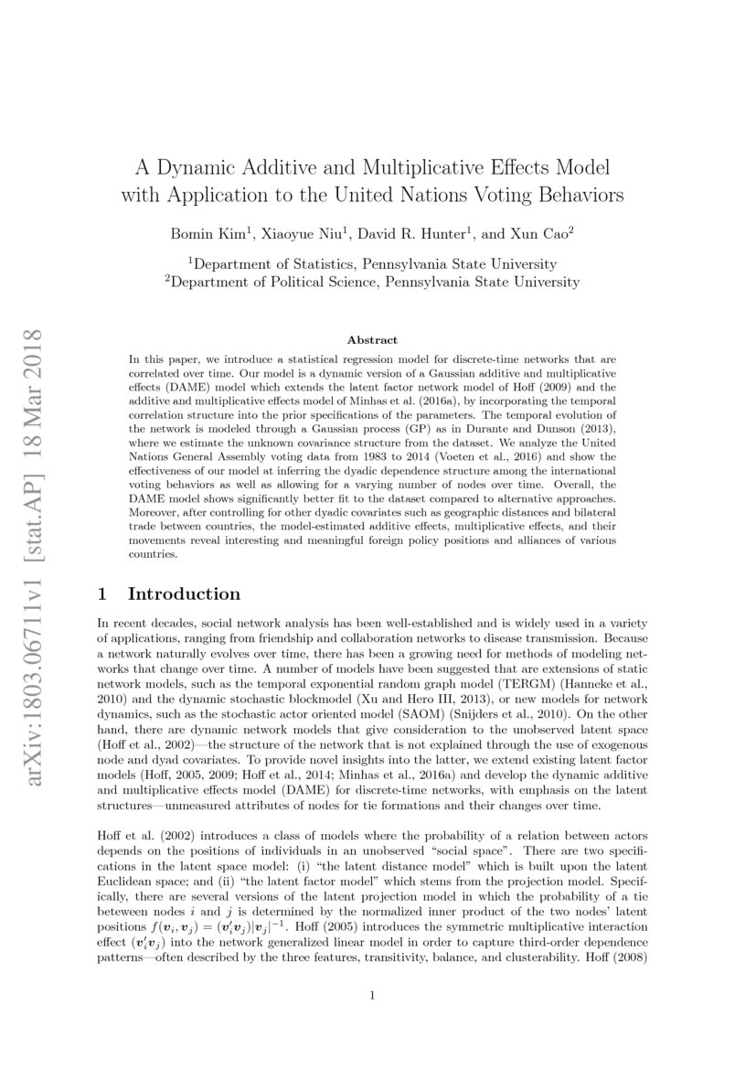 A Dynamic Additive And Multiplicative Effects Model With Application To