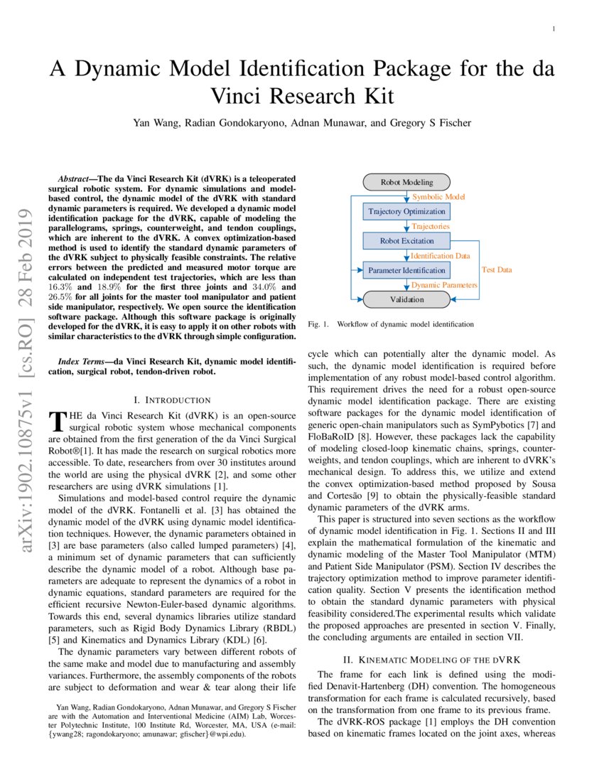 A Dynamic Model Identification Package For The Da Vinci Research Kit