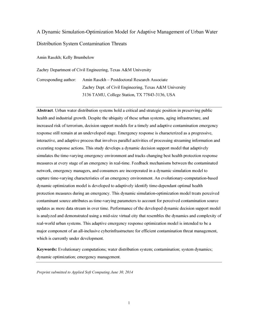 A Dynamic Simulation Optimization Model For Adaptive Management Of