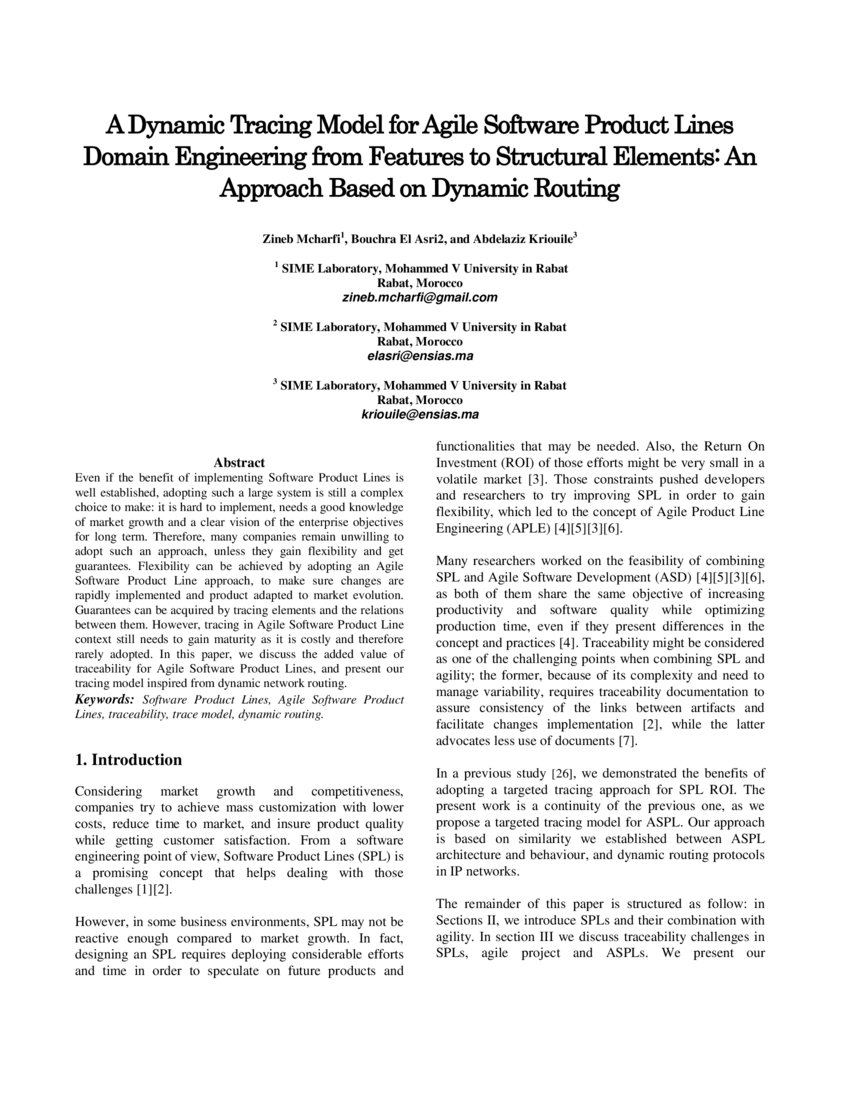 A Dynamic Tracing Model For Agile Software Product Lines Domain Engineering From Features To