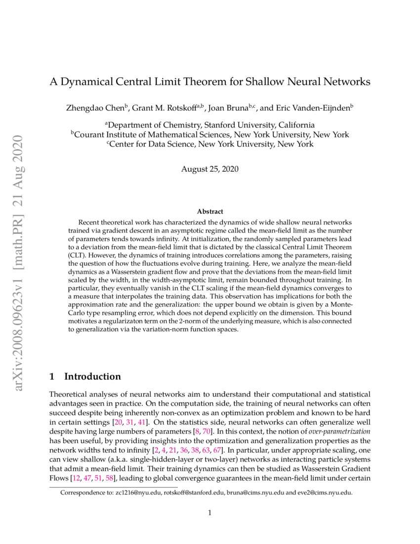 A Dynamical Central Limit Theorem for Shallow Neural Networks | DeepAI