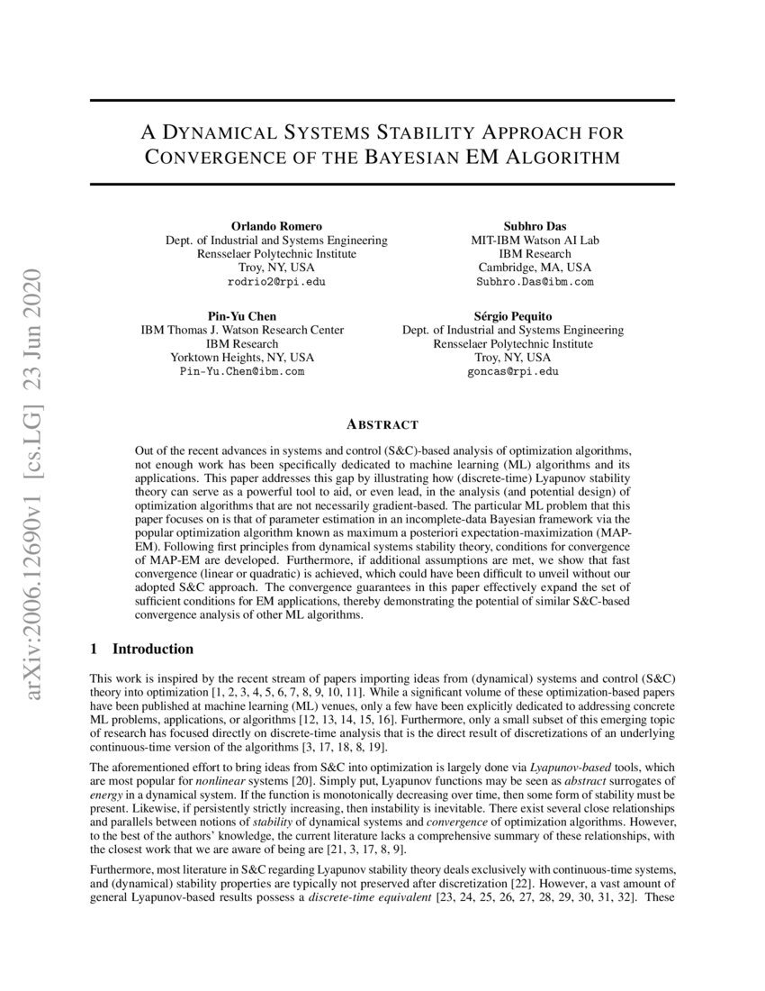 A Dynamical Systems Approach for Convergence of the Bayesian EM ...