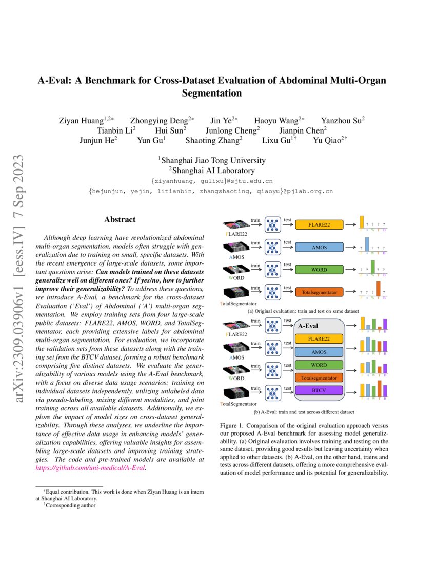 A Eval A Benchmark For Cross Dataset Evaluation Of Abdominal Multi Organ Segmentation Deepai
