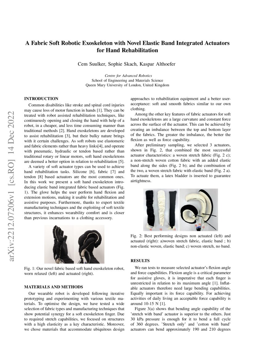 A Fabric Soft Robotic Exoskeleton with Novel Elastic Band Integrated ...