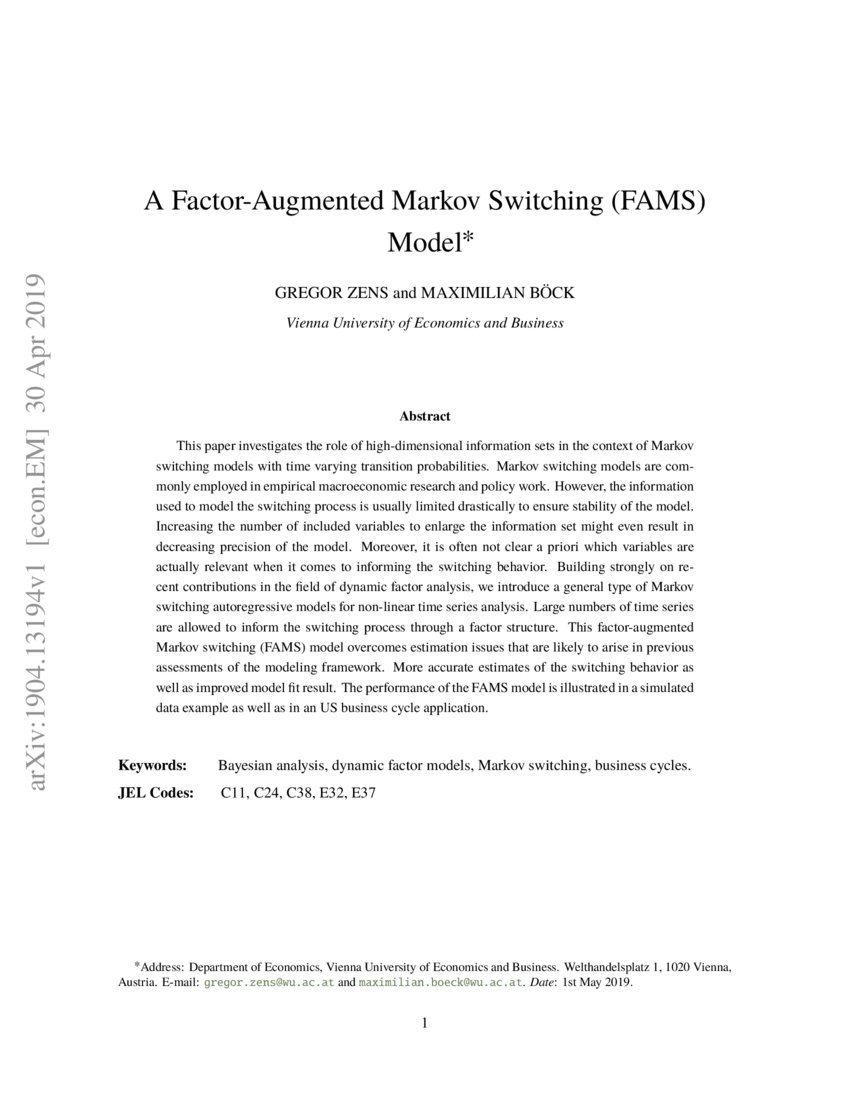 A Factor-Augmented Markov Switching (FAMS) Model | DeepAI