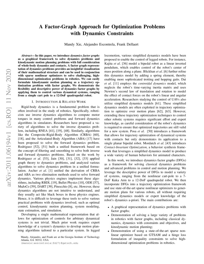 A Factor Graph Approach For Optimization Problems With Dynamics
