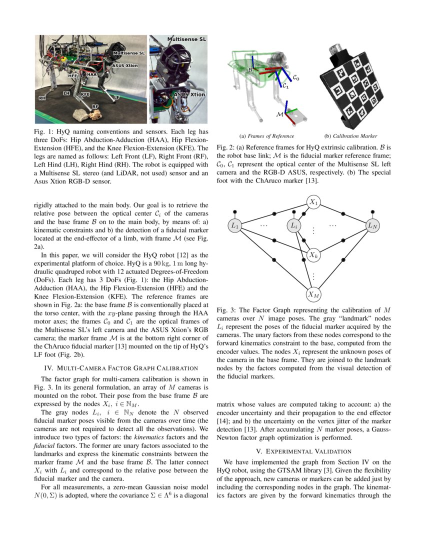 A Factor Graph Approach To Multi Camera Extrinsic Calibration On Legged