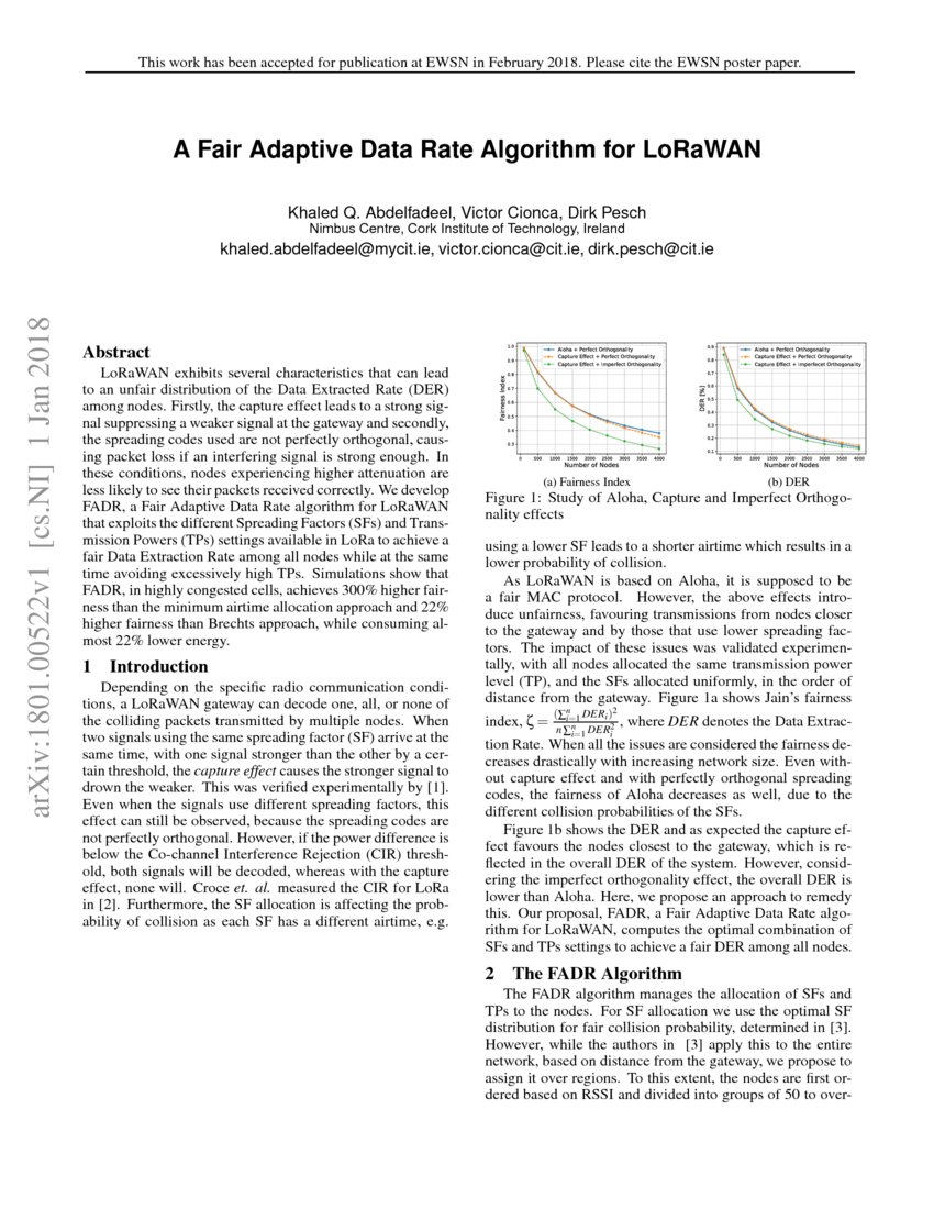 A Fair Adaptive Data Rate Algorithm For Lorawan Deepai