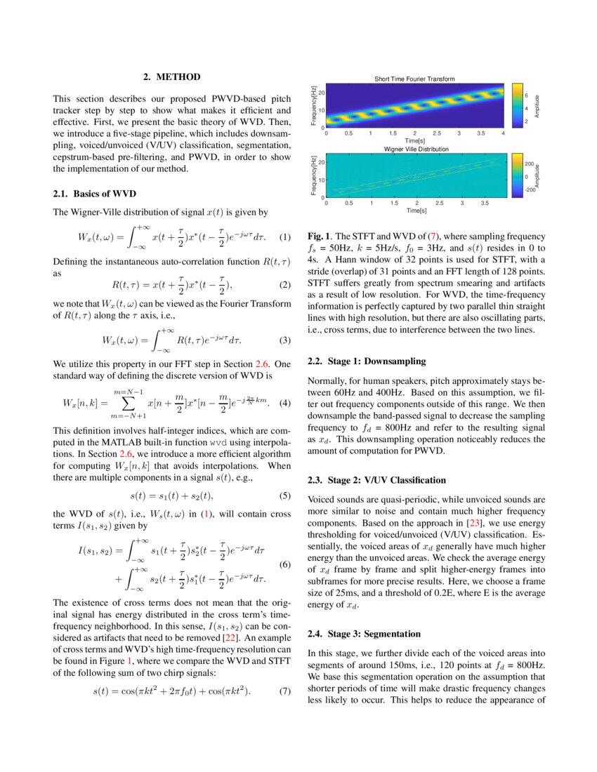 A Fast And Accurate Pitch Estimation Algorithm Based On The Pseudo Wigner Ville Distribution