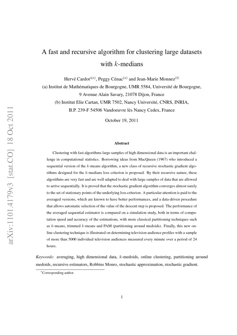 A Fast And Recursive Algorithm For Clustering Large Datasets With K