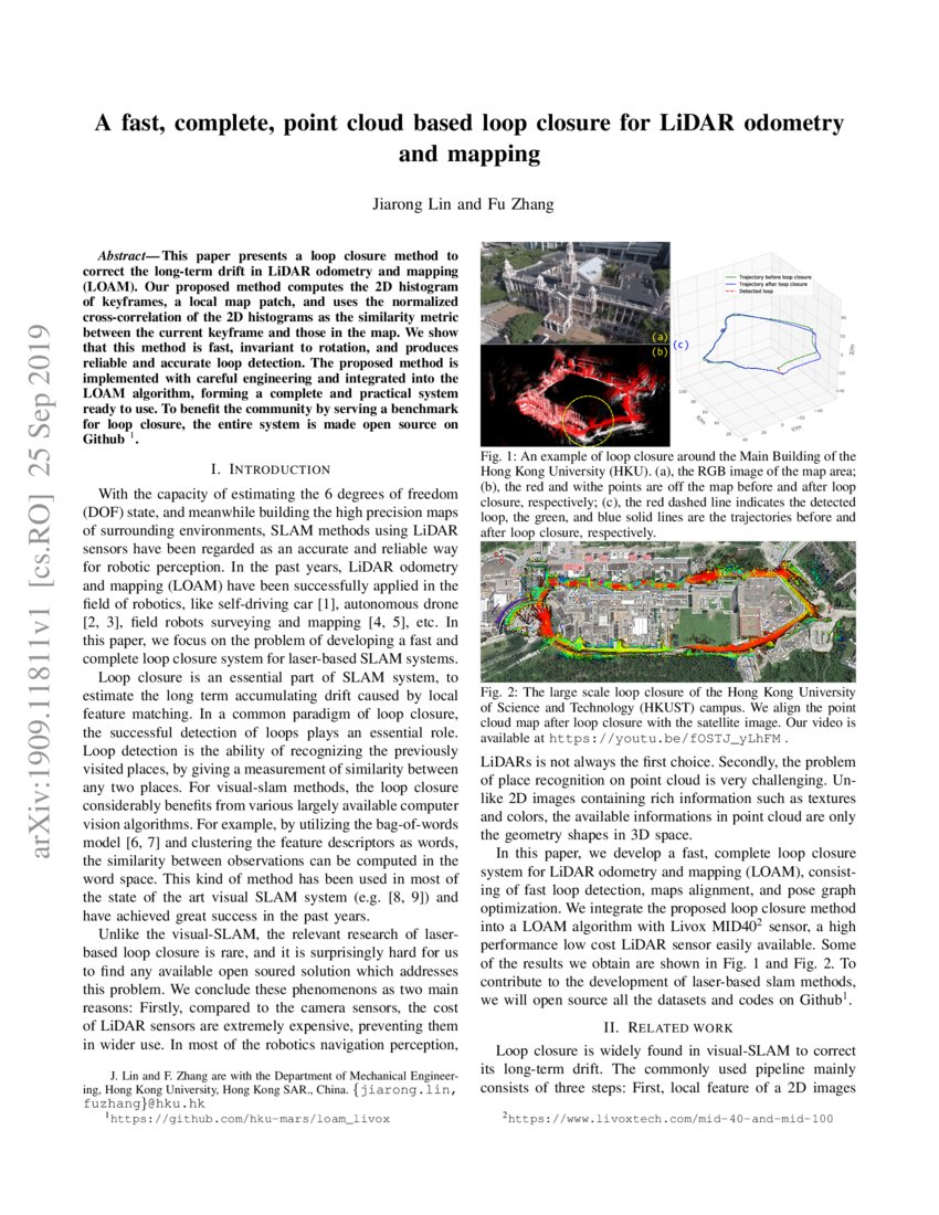 A Fast Complete Point Cloud Based Loop Closure For Lidar Odometry And Mapping Deepai